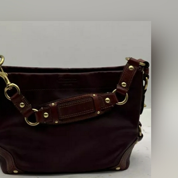 Coach | Bags | Coach Carly Designer Burgundy Purple And Brown Medium ...